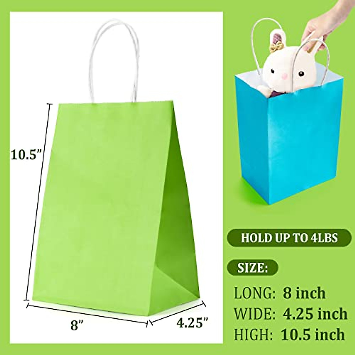 SHOPDAY 36 PCS Party Favor Bags 8x4.25x10.5 Gift Bags with Handles Bulk, Rainbow Kraft Paper Bags Goodie Bags 6 Assorted Colors Birthday Gift Bags Medium Sizes for Kids Wedding Craft Baby Shower Christmas