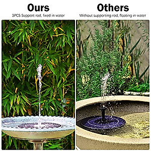AISITIN 5.5W LED Solar Fountain Pump with Colorful Lights & 3000mAh Battery, 2023 Upgrade Solar Bird Bath Fountain Pump with Multiple Nozzle