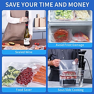 AIRMSEN Handheld Vacuum Sealer for Food Preservation & Storage, Portable Mini Vacuum Sealer with 11 PCS Reusable Sous Vide Bags and 2 PCS Vacuum Wine Sealer