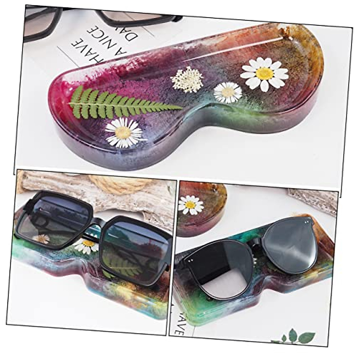 ADOCARN 2pcs Resin Glasses Holder Molds for Resin Silicone Coaster Mold Silicone Square Mold Eyeglasses Holder Making Mold Jewelry Storage Tray Molds Resin Silicone Mold Glasses Tray Molds