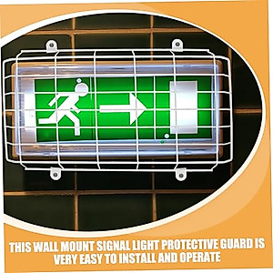 ANDRESLAD 2pcs School Evacuation Sign Safety Sign Wire Guard LED Exit Sign Emergency Light Protector Emergency Signal Damage Stopper Emergency Light Protection Light Covers Guard Iron White