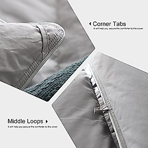 KASENTEX California King Size Down Comforters - All Season Down Comforter California King Size Down and Feather Filling - 100% Cotton Cover Duvet Insert - Stand-Alone Down Comforter, Light Grey