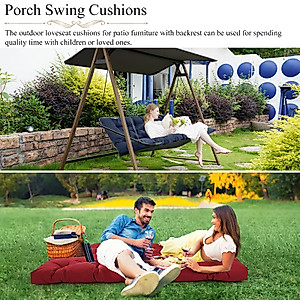 Porch Swing Replacement Cushion, Outdoor Bench Cushions with Backrest Thicken 4", 3 Seat Patio Furniture Garden Loveseat Glider Pad Anti-Fading Waterproof (Green, 59.06 * 39.37inch)