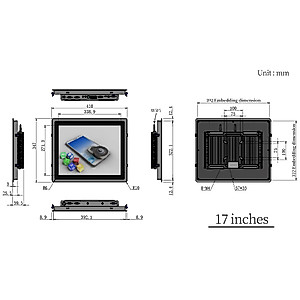 LEANGLE 17" Industrial Embedded Panel PC,Ratio 4:3 Resistive Touch Screen Computer,Intel i3-4005U/i5-3210M/i5-4200U/i7-8565u/i5-10210U,2*COM,Windows 10 Pro