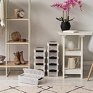 IRIS USA 6 Quart Stackable Plastic Storage Bins with Lids, 10 Pack - BPA-Free, Made in USA - Discreet Organizing Solution, Latches, Durable Nestable Containers, Secure Pull Handle - Pearl