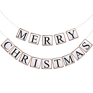 TINKSKY Merry Christmas Garland Banner Paper Banner Garland 14 Flags for Christmas Party Decoration