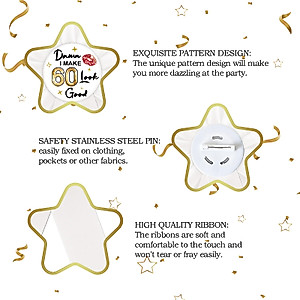 White Happy 60th Birthday Tinplate Badge Pin, White Rosette 60th Birthday Button for Women, It's My 60th Birthday Award Badge Pin, Happy 60th Birthday Party Decorations