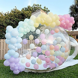 Inflatable Bubble House, 8.2ft Kids Party Balloon Clear Inflatable Bubble Tent Dome with Blower & Pump, 100% PVC Bubble House & 6ft Tunnel for Commercial Use Backyard Festival Birthday Party