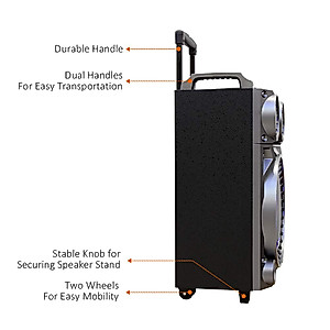 Starqueen Karaoke Machine Portable Karaoke Speaker for Adults and Kids 12” Woofer Rechargeable PA System with 2 Wireless Micorphone/Remote/Wheels/DJ Lights, Karaoke Party Amplifier Sound System