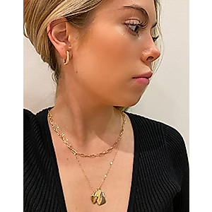 ALLISON ROSE ATELIER 2pc Heart Dog Tag Necklace or 2pc Toggle Paperclip Necklace with Detachable Pearl – 16k Gold Plated Adjustable Layering Pendant Sets - Layered Necklaces for Women, No Gemstone