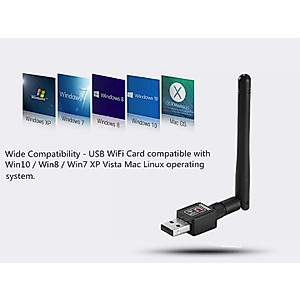 OSGEAR USB WiFi Adapter for PC 150Mbps Wireless Network Card Dongle 802.11N 2.4GHz with High Gain Antenna with Windows 10 8 7 XP Mac Linux Driver Support