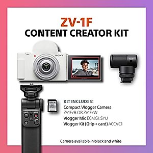 Sony ZV-1F Vlog Camera for Content Creators and Vloggers with Vlogger Accessory Kit, Small and Vlogger Shotgun Microphone ECM-G1