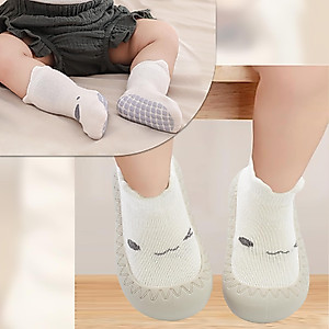 Dexspoeny Baby Sock Shoes 12-18 Months, 2 Pairs Shoes-Baby Girl Shoes Infant Shoes Non Slip Slippers With Grippy Socks for Toddlers Infants Boys Girls Footwear