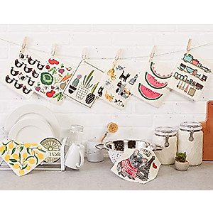 DII Swedish Dishcloths for Kitchen & Cleaning, Reusable, Machine Washable & Dishwasher Safe, Biodegradable, 7.75 x 6.75, Lemons, 3 Piece