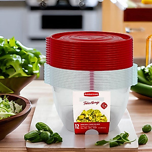 Rubbermaid TakeAlongs Serving Bowl Food Storage Containers, 15.7 Cup, Tint Chili, 12 pack