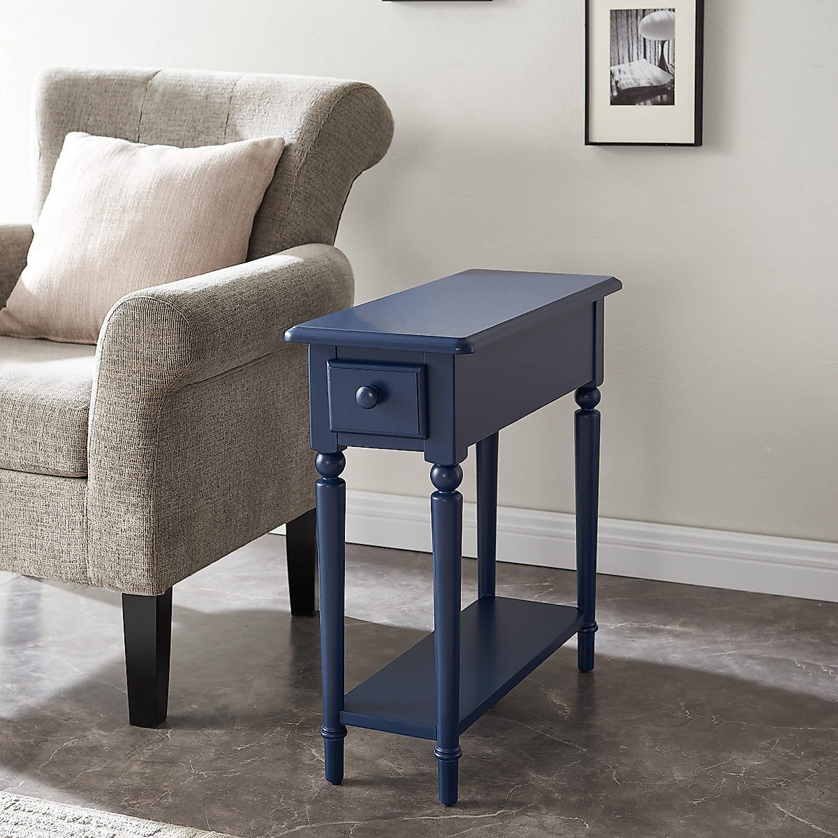 Leick Home Coastal Narrow Side Table, Navy Blue