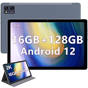10.4 Inch 2K FHD Tablet Android 12 Tablets with Case, 16GB+128GB+1TB Octa-Core 2.0Ghz CPU Tablet PC, 2000 * 1200 IPS, 2.4G/5G WiFi BT, 5+13MP Dual Camera, 7000mAh Battery, Google Certified Tableta