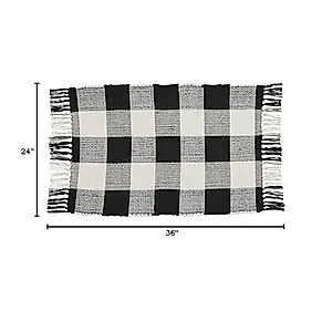 Park Designs Buffalo Check Rag Rug - Black & Cream