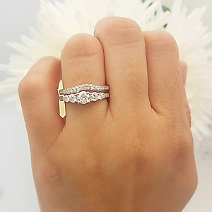 Dazzlingrock Collection 0.45 Carat (ctw) 10k Round Diamond 5 Stone Wedding Ring Set for Women, White Gold, Size 8