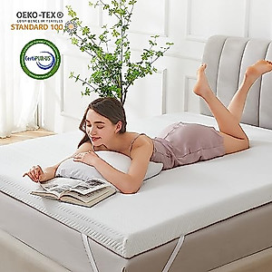 Homemate Memory Foam Mattress Topper Queen, 3 Inch Gel Cooling Mattress Pad High Density Foam Firm Mattress Topper, Soft Pressure Relieve Bed Topper CertiPUR-US, Non-Slip Removable & Washable Cover
