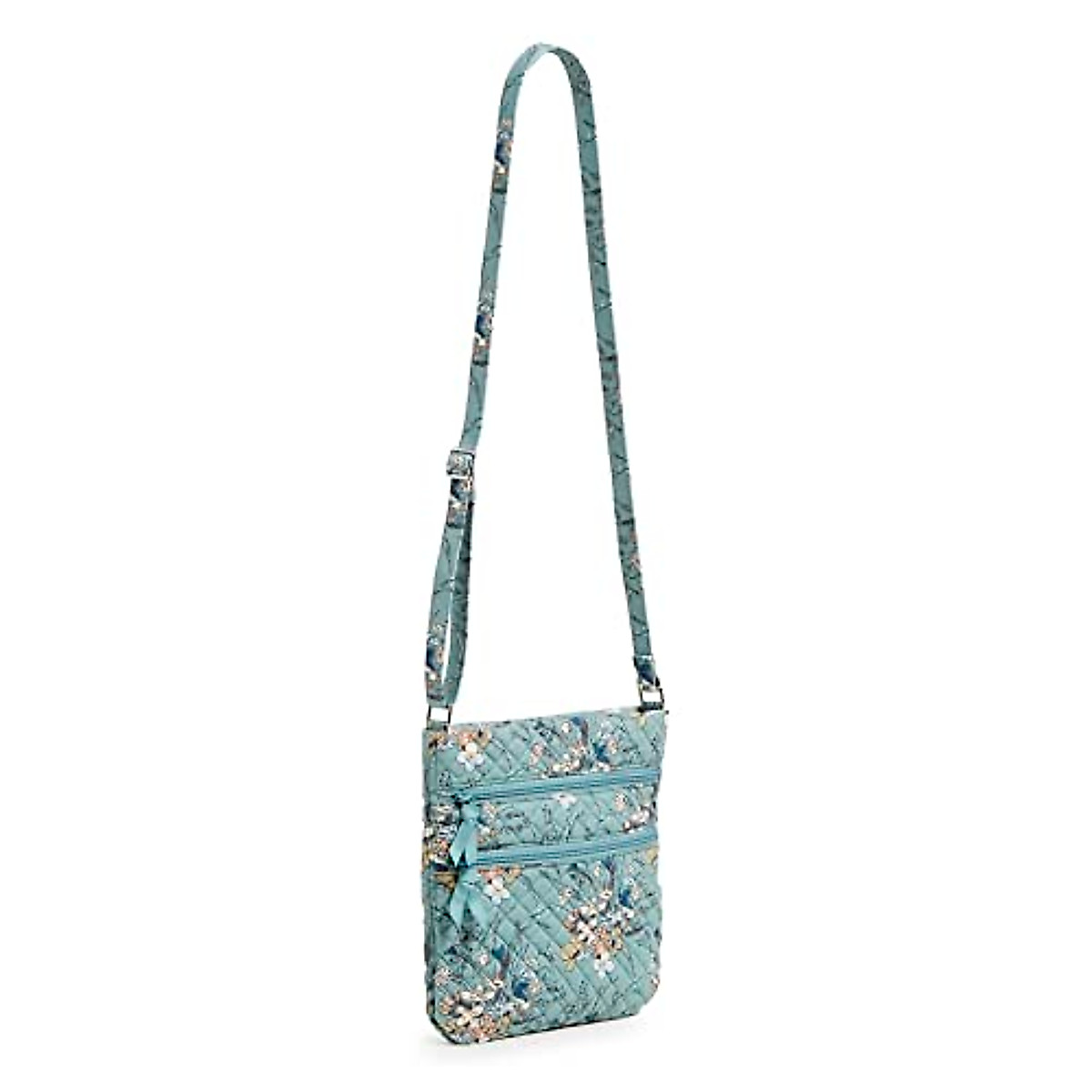 Vera Bradley Women's Cotton Triple Zip Hipster Crossbody Purse, Sunlit Garden Sage - Recycled Cotton, One Size