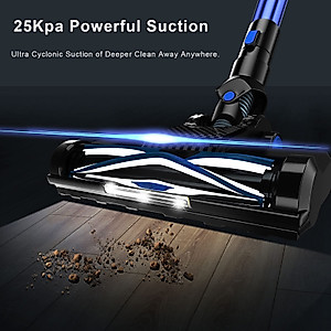 FirstLove Cordless Vacuum Cleaner - High Suction Stick with Up to 45 Mins Runtime, Removable Rechargeable Battery, 6 in 1 Lightweight for Carpet and Hard Floor Pet Hair, Navy, (E17)