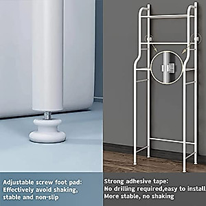 LUCKMETA Over The Toilet Storage Rack, 3-Tier Multifunctional Bathroom Organizer Shelf, Stable Storage Shelves, Easy Assembly, Space Saver, Metal, with Toilet Paper Holder and Hooks (White)