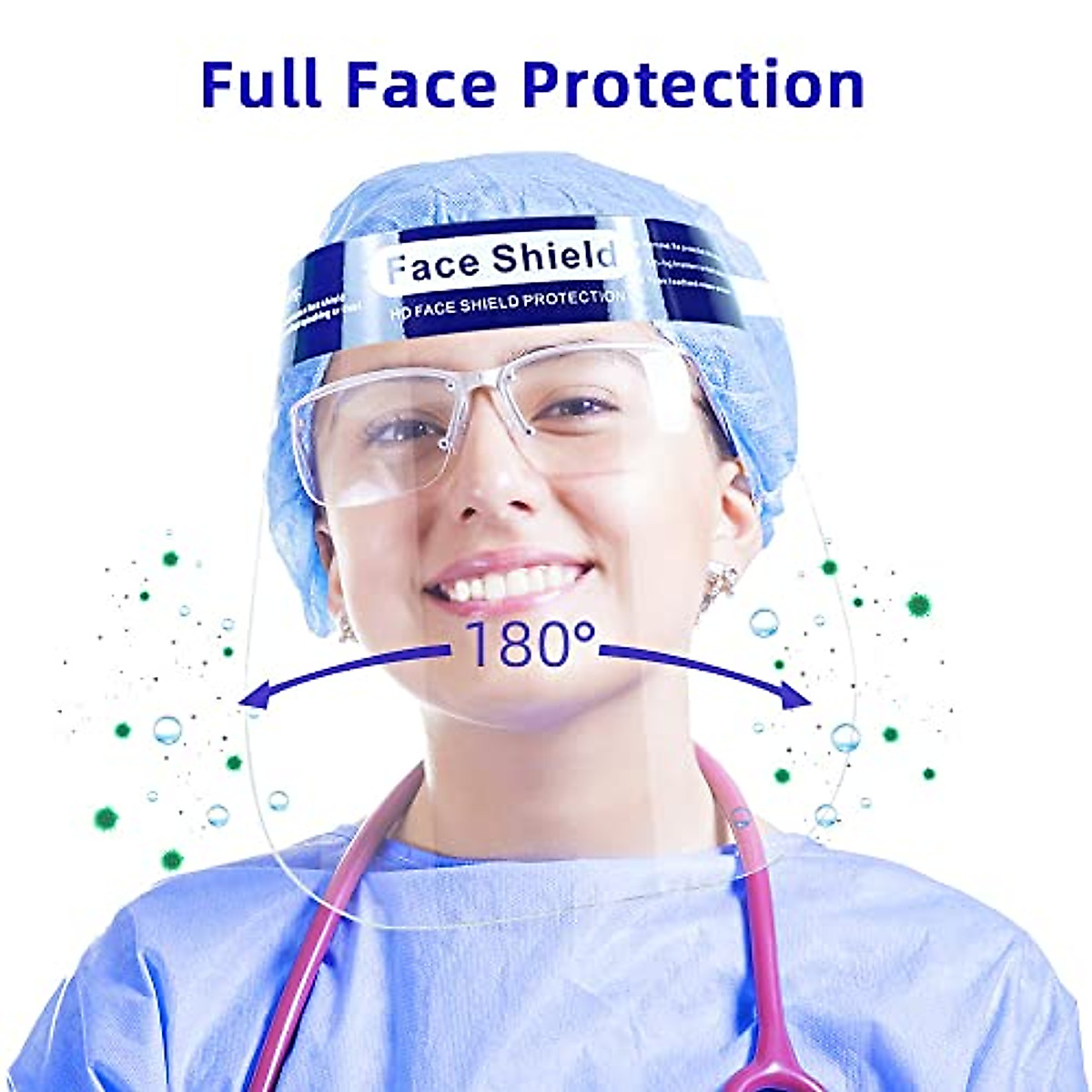 PANOPTX 10 Pack Plastic Clear Face Shield Anti Fog Protective Face Shield Mask Safety Face Shields for Daily Use