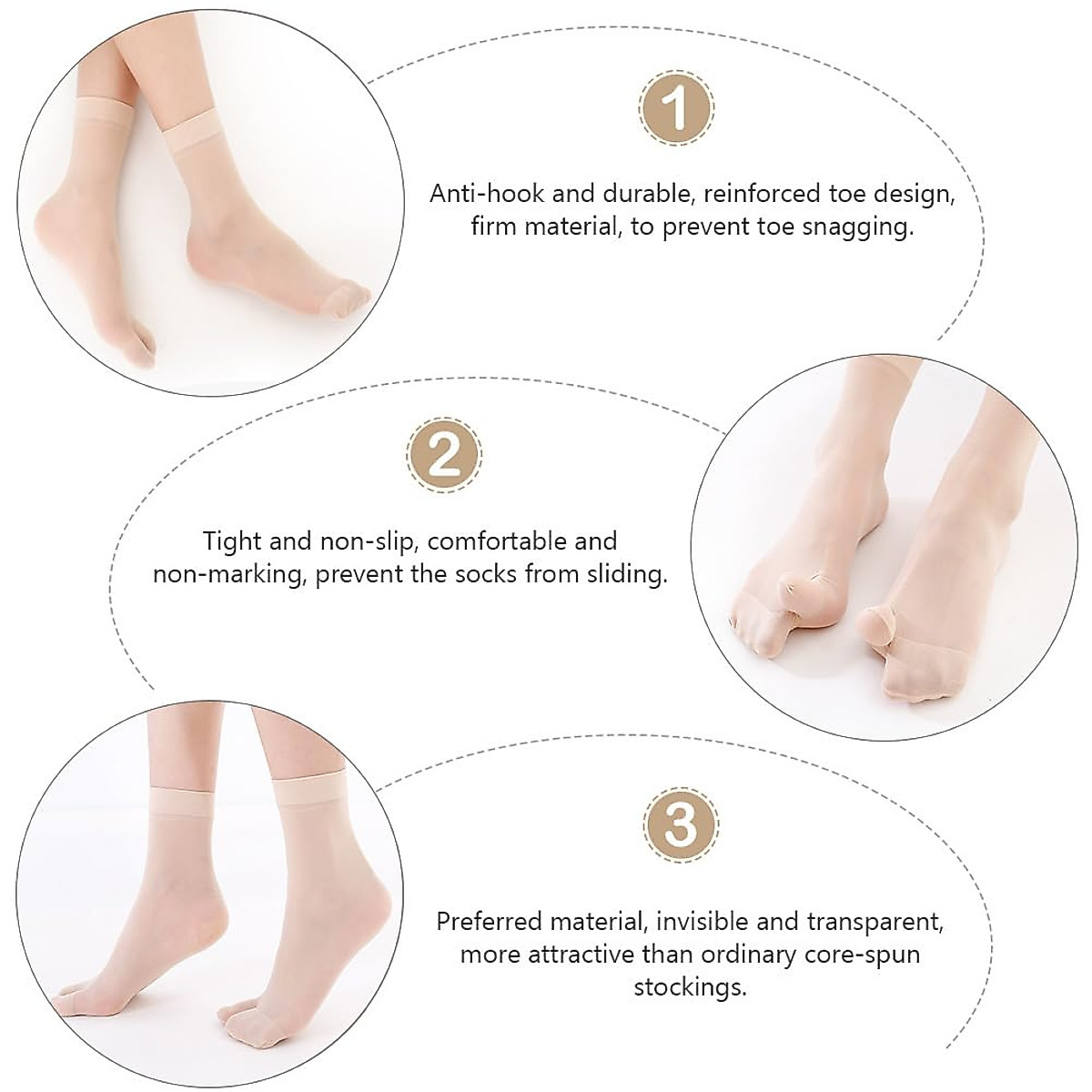 Happyyami 2 Pairs Summer Mid-Tube Silk Stockings for Women - Lightweight and Breathable Two-Toed Socks in Free Size