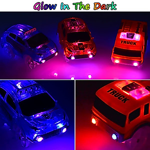 Track Cars Replacement Only Light Up Toy Cars with 5 Flashing LED Lights Toys Racing Car Track Accessories Compatible with Magic Tracks and Tracks with Most Track Cars for Boys and Girls (3 Pack)