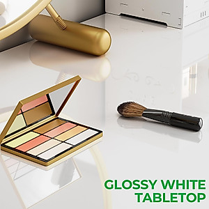 GreenForest Vanity Desk with 2 Drawers,39 inch White Desk with Glossy Desktop Easy Clean,Makeup Dressing Table with Metal Gold Legs for Home Office Small Spaces,Bedroom