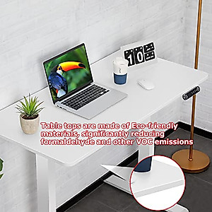 Legooin Electric Standing Adjustable Height Desk 59'' x 24''Sit Stand Desk with Charging Station, 2 USB Ports, 3 Power Outlets, 4 Caster, 27''-45'' Lifting Range Stand up Desk(White)