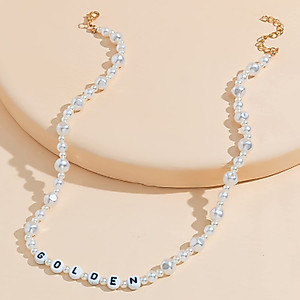 Harry Golden Beaded Choker Necklace for Women Adjustable Irregular Pearl Choker for Summer Beach Y2k Trendy Jewelry Gifts