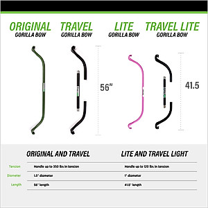 Original Gorilla Bow Portable Home Gym Resistance Bands and Bar System for Travel, Fitness, Weightlifting and Exercise Kit, Full Body Workout Equipment Set