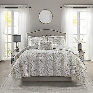 Madison Park Zuri Soft Plush Comforter Set, Faux Fur Animal Stripes Design, Faux Mink On The Reverse, Modern All Season Bedding Set with Matching Sham, King, Snow Leopard 4 Piece