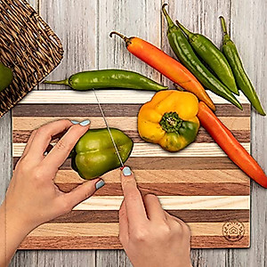 Mini Wood Cutting Board, Small Rustic Serving Board, Multi Wood Cheese Board, Great Kitchen Accessories and Gift, Multi Color/Hardwood Edge Grain Chopping Board, Small Wooden Cutting Board
