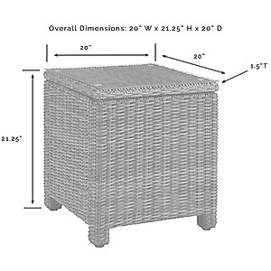 Crosley Furniture Bradenton All Weather Rattan Wicker Outdoor Side Table for Patio, Deck, Porch, Brown