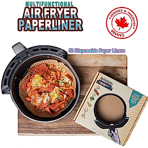 50 PCS Air Fryer Parchment Paper Liners - 6.3" (16cm) Air Fryer Liner with Wall - Air Fryer Disposable Paper Liner For Medium & Small Air Fryer Liner Basket - Air Fryer Accessories