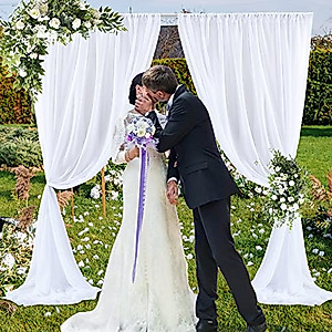 White Chiffon Sheer Backdrop Curtain for Wedding, Parties, White Arch Drapes for Backdrop Decoration,Wrinkle-Free 10ft x 10ft