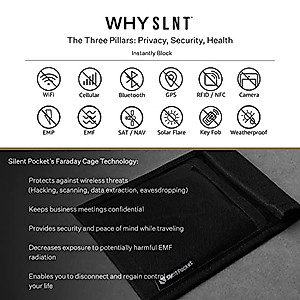 Silent Pocket SLNT Quick Access Smartphone Faraday Bag Waterproof Signal Blocking Nylon, Device Shielding for iPhone, Samsung Galaxy, Most Phones, Privacy & Anti-Hacking (Charcoal Grey, Small)