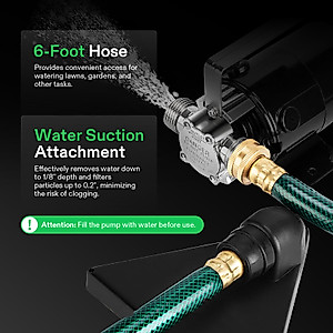 VIVOSUN 115V Water Transfer Pump, 1/10HP 330 GPH Portable Utility Pump with Water Hose Kit, Ideal for Removing Water from Gardens, Hot Tubs, Rain Barrels, Pools, Ponds, and Aquariums