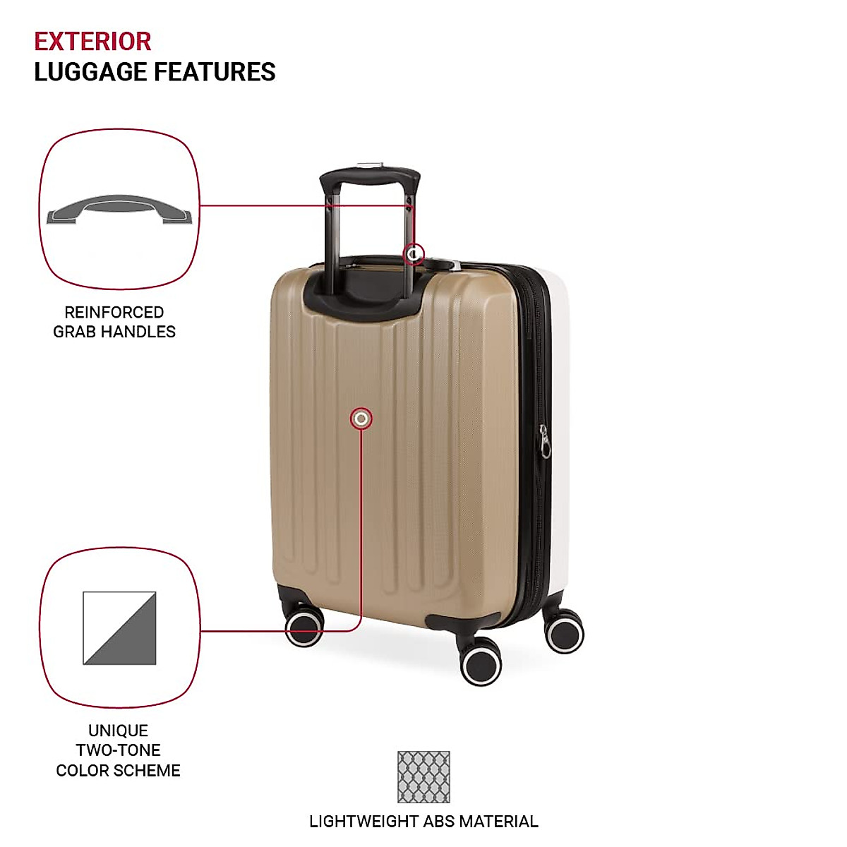 SwissGear Duet Hardside Expandable Luggage with Spinner Wheels, Ivory/Taupe, Carry-On 19-Inch