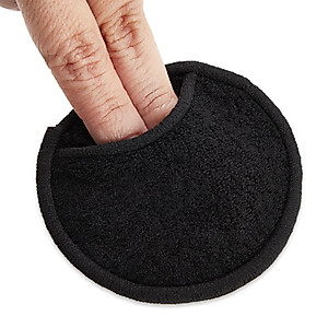 Glamlily 16 Pack Reusable Cotton Rounds for Makeup Removal with Bamboo Holder and Mesh Storage Bag (Black)