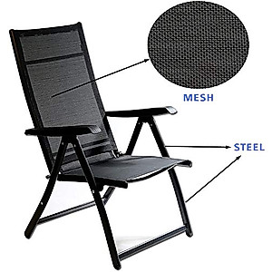 MedTens Heavy Duty Adjustable Reclining Folding Chair Outdoor Indoor Garden Pool Steel Camping Deck Backyard Chairs