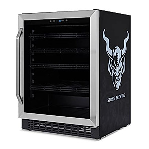 NewAir Stone Brewing 180 Can FlipShelf Beverage and Beer Refrigerator, 24” Built-In or Freestanding Wine Cooler with Reversible Shelves, Perfect for Bar, Gamer Room, or Office