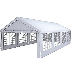 YITAHOME 13x26FT Party Tent Heavy Duty Wedding Tent Event Shelters Outdoor Canopy Upgraded Galvanized Steel Carport with Removable Sidewall Windows for Commercial and Parties (White)