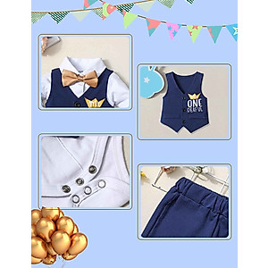 Queenstyle First Birthday Boy Outfit Bowtie Romper 1st Birthday Outfit Boy Gentleman Suit First Birthday Outfit Boy