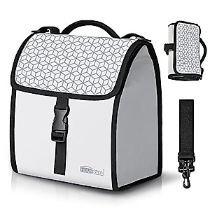 HOMESPON Insulated Lunch Bags for Women/Men - Leakproof Lunch Cooler Tote Bag with Adjustable Shoulder Strap - Foldable Lunch Box for Adults, Office Work, Picnic, Beach (Light Grey)