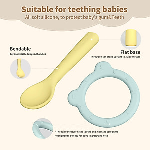 Giant Cabbage Baby Food Fruit Feeder, Silicone Baby Spoons Self Feeding 6 Months, Teething Toys for Babies 6-12 Months, Baby Feeding Supplies Toddler Utensil Teething Pacifier (Purple Yellow Blue)