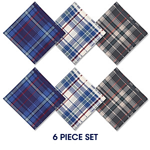 Zenssia Pure Cotton Men's Soft Handkerchiefs Assorted Color Pack of 6 Gift Set